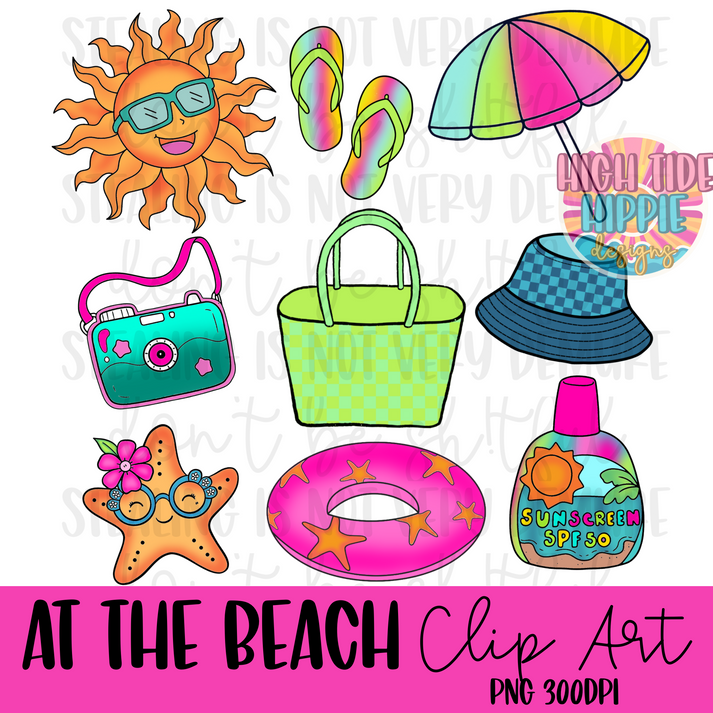 At The Beach Clip Art Bundle – Saltwater Hippie Designs
